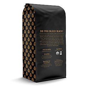 Death Wish Coffee Valhalla Java Dark Roast Grounds, 12 Oz, Extra Kick of Caffeine, Bold & Intense Blend of Arabica Robusta Beans, USDA Organic Ground Coffee, Powerful Coffee for Morning Boost