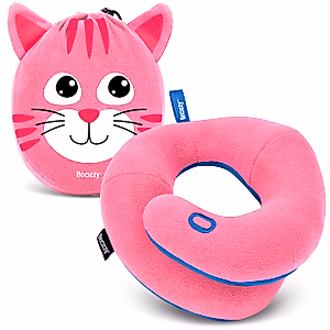 BCOZZY Travel Neck Pillow, Supports The Neck, Head & Chin, Stops The Head from Falling Forward, for car seat & Plane, Small Cat Bag, Pink