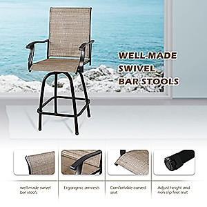 Ulax Furniture Outdoor Swivel Bar Stools Patio Sling Bar Chairs, Set of 2