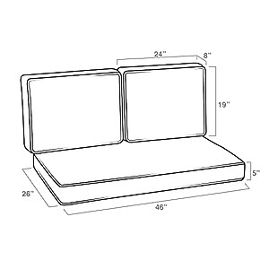 Arden Selections Outdoor Loveseat Cushion Set 46 x 26, Tan Leala