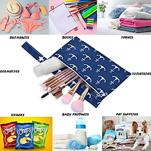 visesunny Classic Anchor Dark Blue 2Pcs Wet Bag with Zippered Pockets Washable Reusable Roomy for Travel,Beach,Pool,Daycare,Stroller,Diapers,Dirty Gym Clothes, Wet Swimsuits, Toiletries