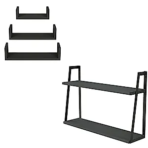 SRIWATANA U Shelves Set of 3 and 2-Tier Floating Shelf（Contains 2 Items）