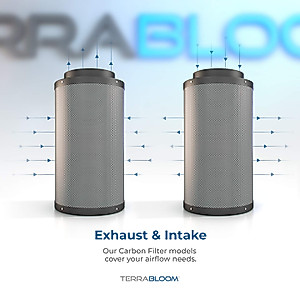 TerraBloom 4" x 12" Carbon Filter for Grow Tent - 46mm Charcoal Carbon Air Filter - Maximize Airflow with 200 CFM - Premium Carbon Air Filter & Charcoal Filter for Homes & Commercial Applications