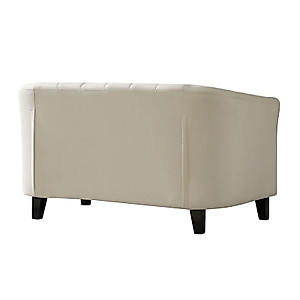 Husbedom 50" Loveseat Sofa, Contemporary Small Couch with Button Tufted Décor, Love Seats Furniture for Small Spaces, Living Room, Bedroom, Apartment, Dorm, Beige