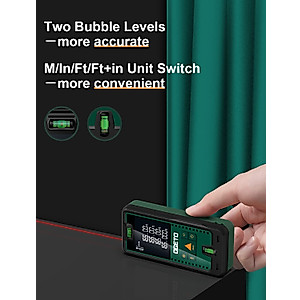 Laser Measure, Ogeto 165 Feet Digital Laser Distance Meter with 2 Bubble Levels,M/in/Ft Unit Switching Backlit LCD and Pythagorean Mode, Measure Distance, Area and Volume