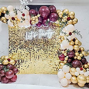 Burgundy Maroon Balloon Garland Arch Kit, 114Pcs Burgundy Gold and Cream Ivory Balloons for Birthday Valentines Day Wedding Bachelorette Bridal&Baby Shower Engagement Thanksgiving Friendsgiving Party Decoration Supplies