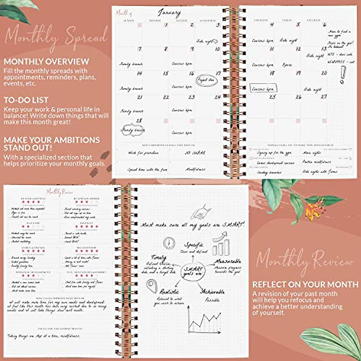 PLANBERRY Large Weekly Planner Premium – Undated Life & Budget Planner – Organizer & Productivity Journal, 8x10.4″ (African Terracotta)