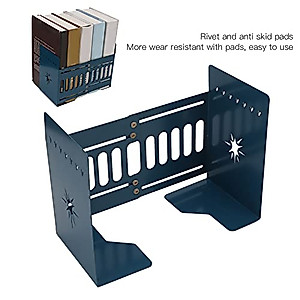 Bookends，Book Ends，Book Ends for Shelves，Retractable Metal Bookends Adjustment Heavy Duty Bookends Decorative for Books Movies Home Desk Office Blue