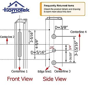 HOMOTEK Patio Door Handle Set, Replacement Sliding Door Handle with Key for Patio Door Thickness from 1-1/2" to 1-3/4", 3-15/16" Screw Hole Spacing, Mortise Lock, Reversible, Black