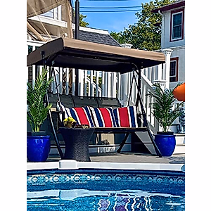 PURPLE LEAF 3-Seat Deluxe Outdoor Patio Porch Swing with Weather Resistant Steel Frame, Adjustable Tilt Canopy, Beige