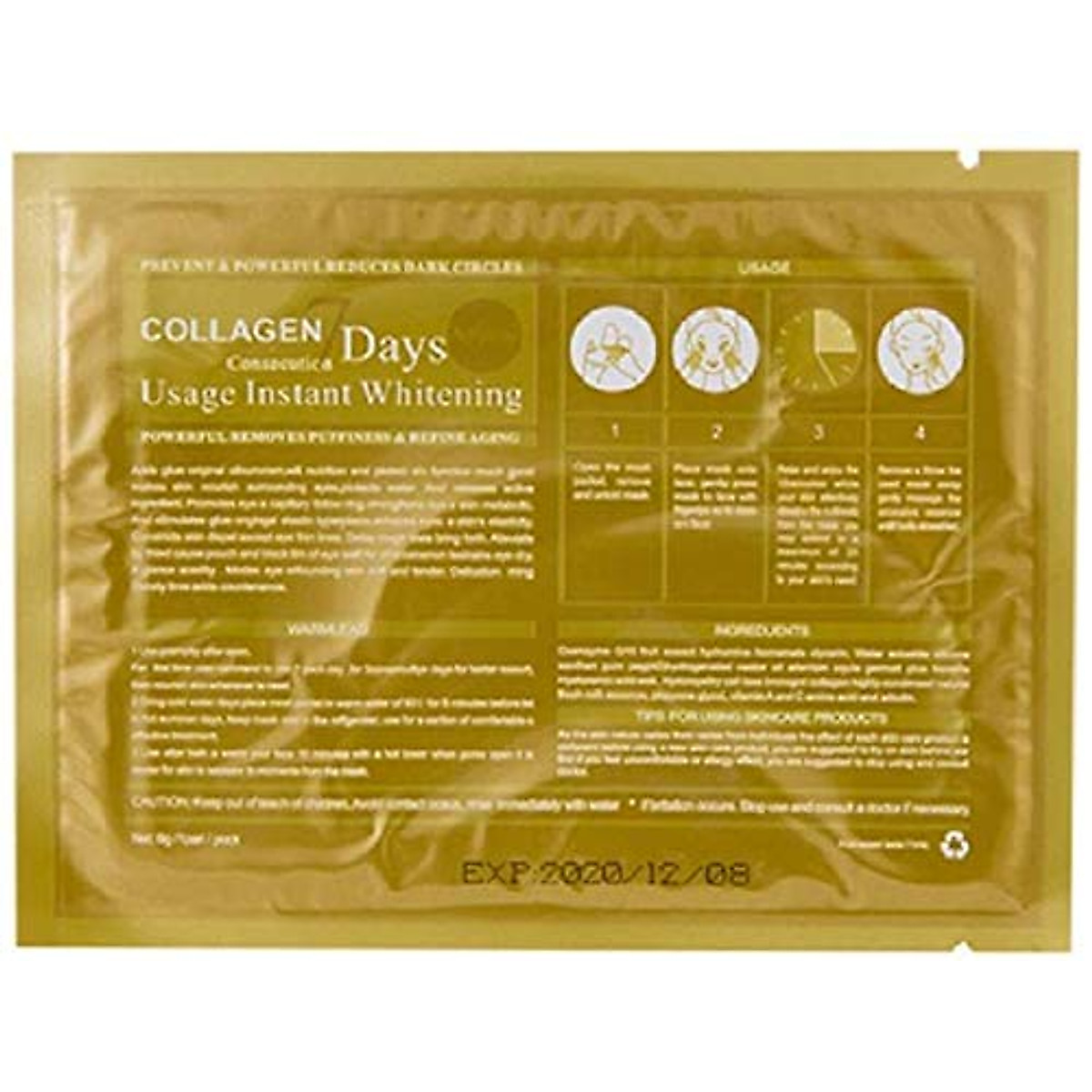 Theshiry 10 Pairs Collagen Crystal Eye Mask and 10 Pcs Collagen Crystal Lip Mask, Anti Aging Eye and Lip Mask, Collagen Crystal Mask Set (Gold)