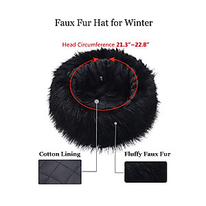 Soul Young Women's Leopard Faux Fur Hat with Fleece and Elastic for Winter(One Size,Black)