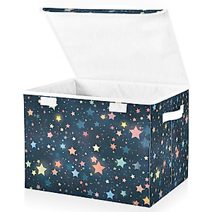Moudou Star Storage Bin with Lid, Large Collapsible Cube Storage Box for Closet, Office, Bedroom, Home Decor