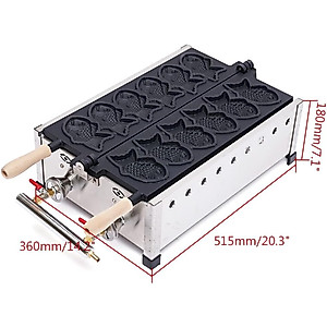 Taiyaki Making Machine, Commercial Japanese Fish Waffle Maker Baker, 6 PCS Nonstick Waffle Iron Baker Machine, Double-Sided Heating Cone Waffle Maker, Shell Baker Machine for Snack Bars