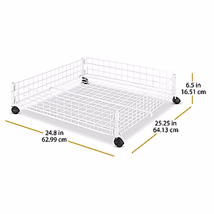 Whitmor Rolling White Wire Underbed Cart