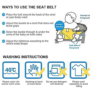 Lychee Harness Seat for High Chair Baby Feeding Safety Seat with Strap, Toddler Booster Harness Belt Portable Dining Seat Strap for Travel Home Restaurant Shopping (Black)