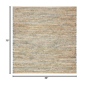 SAFAVIEH Cape Cod Collection 4' x 6' Natural/Multi CAP307B Handmade Boho Braided Stripe Jute Area Rug