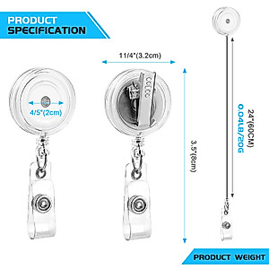 50 Pack Badge Reels Retractable with Swivel Alligator Clip Retractable Badge Holder Reels for Students, Teachers, Office Workers (Translucent Clear)
