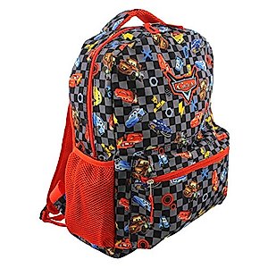 Disney Cars Boy's Girl's 16 Inch School Backpack Bag Lightning McQueen Mater (One Size, Black/Red)