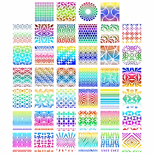 40 Pieces Geometric Stencils Painting Templates for Scrapbooking Cookie Tile Furniture Wall Floor Decor Craft Drawing Tracing DIY Art Supplies, 5.1 x 5.1inch