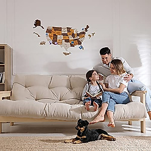 Jabihome 3D Wooden USA Map Wall Art, Wood United States Map with Push Pins, Gift for Him, US Map for Travel Gift for Men, Office Wall Decor, White Elephant Gifts, Christmas Gifts for Mom, Dad, Teacher, Boss, Men, Women (Size M: 23"L x 13"W)