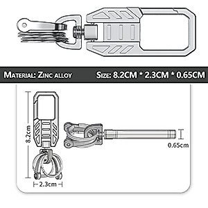 Mtverver Metal Keychain Car Fob Key Chain Holder Clip with Detachable Valet Key Ring & Anti-Lost D-Ring for Men and Women (Black-02)