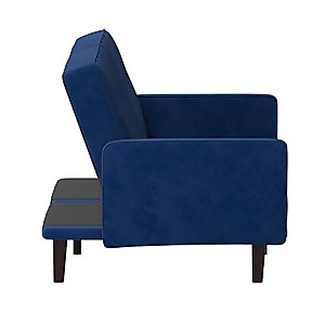 Flash Furniture Carter Premium Tufted Split Back Sofa Futon -Navy Velvet Upholstery - Solid Wood Legs - Convertible Sleeper Couch for Small Spaces