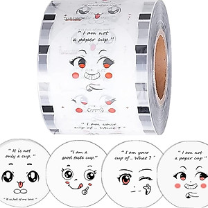 JIAWANSHUN Cup Sealer Film 95 mm (3.74'') Tea Cup Sealing Film for PP Cups/Paper Cup