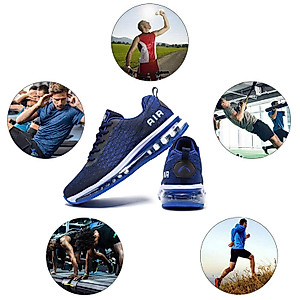 Azooken Mens Tennis Footwear Shoes Walking Casual Breathable Jogging Outdoor Sports Fitness Road Lightweight Trail Running Sneakers(8998 Blue 45)