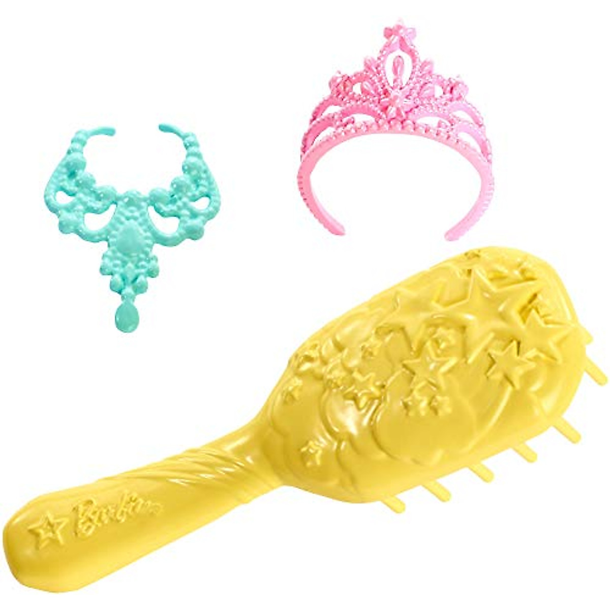 Barbie Dreamtopia Royal Ball Princess Doll, Brunette Wearing Glittery Rainbow Ball Gown, with Brush and 5 Accessories, Gift for 3 to 7 Year Olds