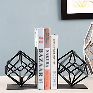 Book Ends for Shelves Desktop Geometric Bookends Bookshelf Iron Anti-Moving Bookend Student Desk Book Ends Book Racks Office File Storage Racks Office Book Stand