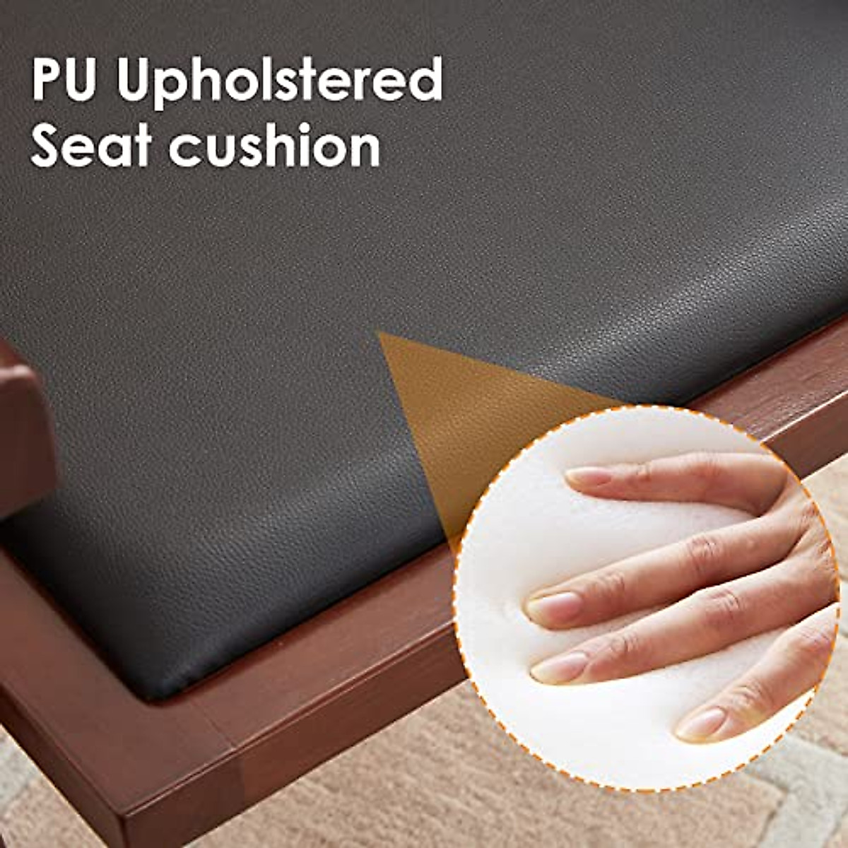 STARY Mid Century Modern Leather Rattan Dining Room Chair, 1 Pcs, Black