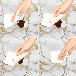 AUUXVA Marble Round Tablecloth with Elastic Edge,White Gold Marble Fitted Table Cloth Waterproof Wipeable Round Table Cover for Dining Kitchen Party Indoor Outdoor Patio Table 45"-56" Diameter