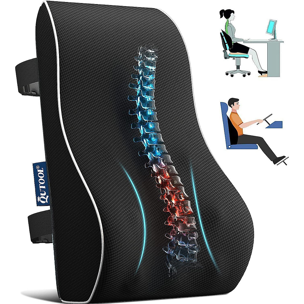QUTOOL Lumbar Support Pillow & Foot Rest