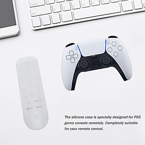 N+B Remote Control Case Cover Compatible for PS5 Sony PlayStation Remote Control Game Console Cover Soft Silicone Protective Remote Control Media Cover Sleeve (white)