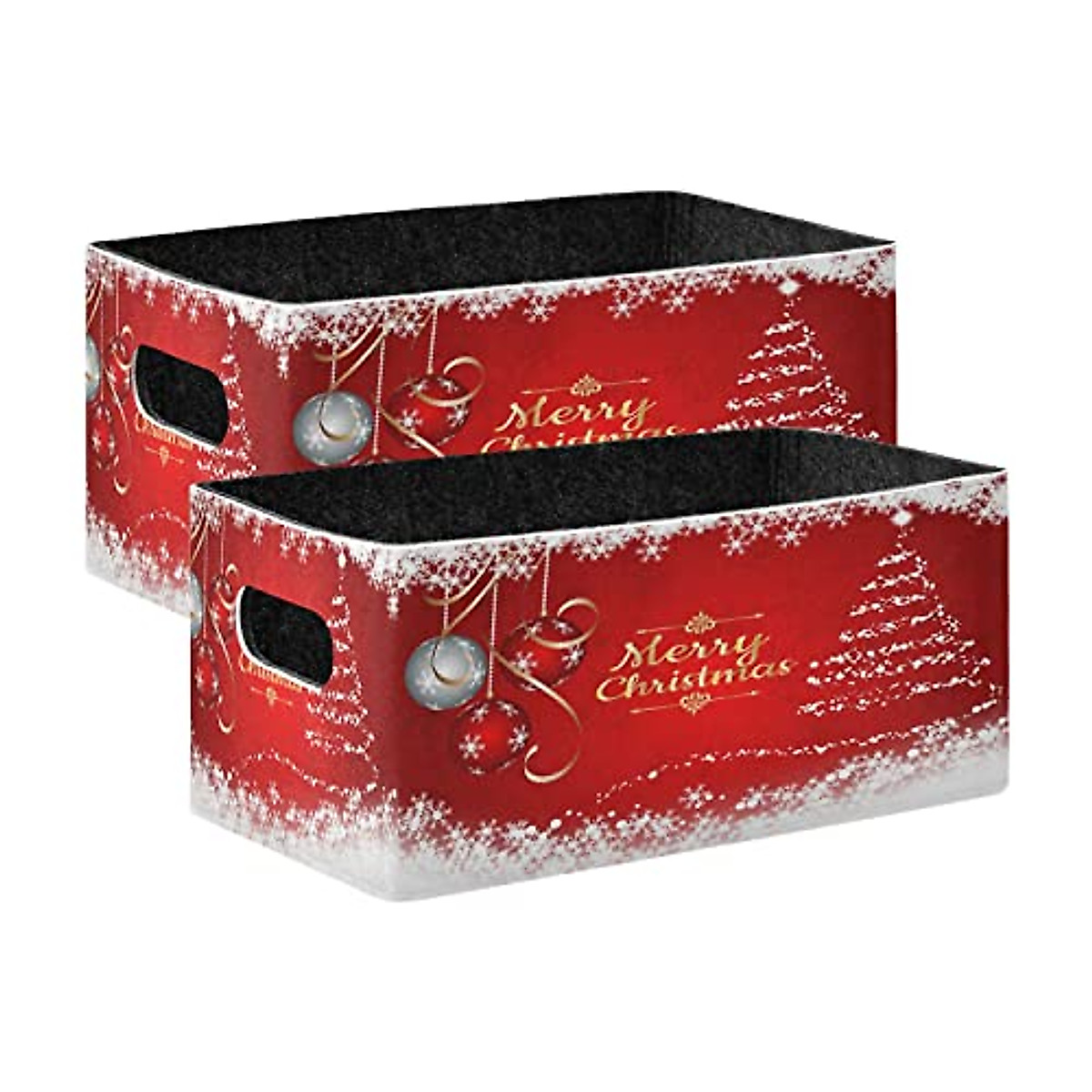 Snowflake Ball Christmas Winter Storage Baskets Storage Bins Baskets Boxes for Shelves Collapsible Storage Organizer for Bedroom Living Room Office Home Clothes Toys 2 Pack