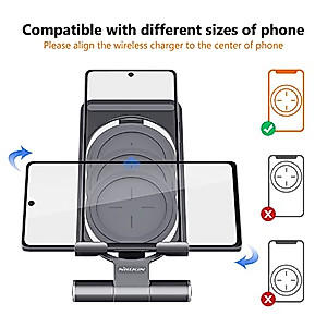 Nillkin Fast Wireless Charger Stand Adjustable - Qi Wireless Charging Stand for iPhone 15 14 13 12 pro max/Pro/Plus, Samsung Galaxy S23 S22 Ultra S21 Plus S20, Note 20/10+/9 and More, Gray
