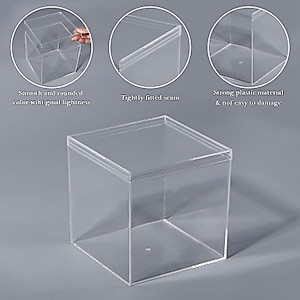 Clear Acrylic Boxes for Storage, Yeeco Acrylic Storage Cube Containers with Lids, Square Boxes in 4.7”×4.7”×4.7” Inches for Candy, Cotton Ball, Beads, Tiny Arts, Watches, Earring, Cosmetics, 4 Pack