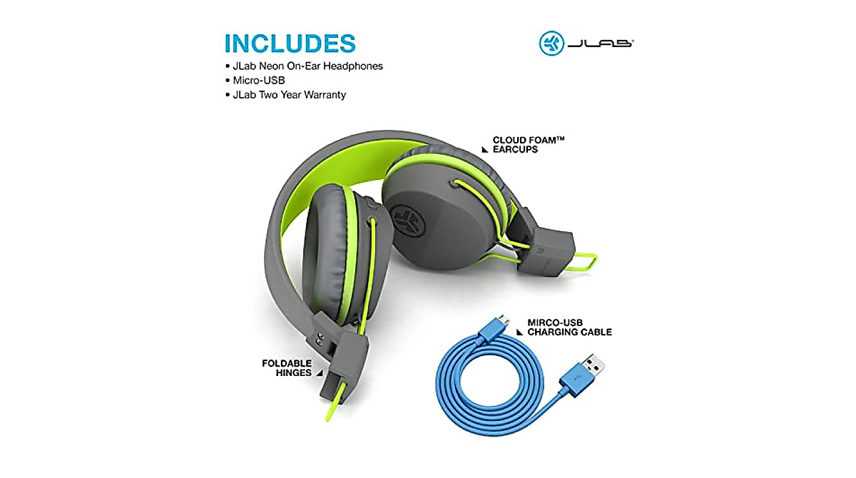 JLab Neon Bluetooth Folding Headphones - Wireless, Comfortable & Portable