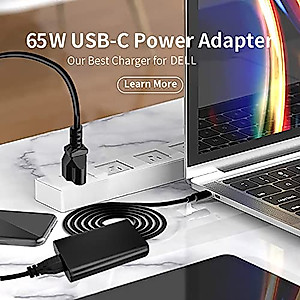 45W 65W USB C Laptop Charger for Dell Laptop Charger Latitude 7420 7370 7380 7390 7275 7280 5420 5430 5290 2in1 7430 7330 9430 3300 3400 3500 3510 5290 Inspiron 14 7437 Power Supply Cord
