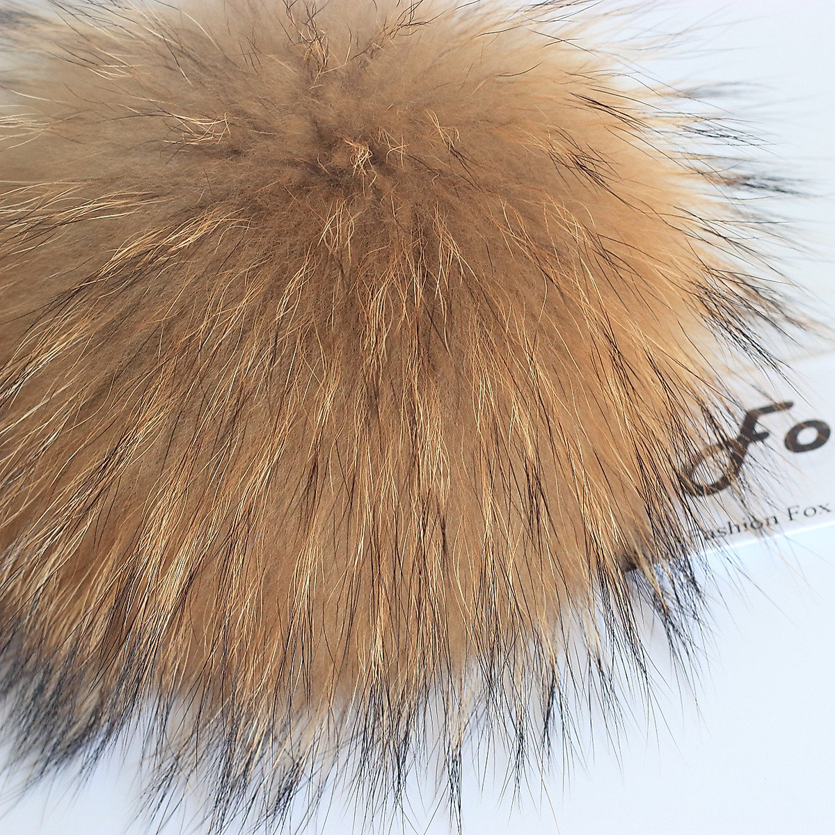 Fosrion 6.3" Diameter Big Raccoon Fur Pom Ball for Shoes Boots Hat Handbag Charms DIY Snap Button or Clasp (Clasp, Natural)