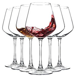 Red Wine Glasses Set of 6, 19.5 oz Burgundy Wine Glasses for Red or White Wine, Stemmed Wine Glasses, Ideal for Wine Tasting, Anniversary, Wedding - Clear