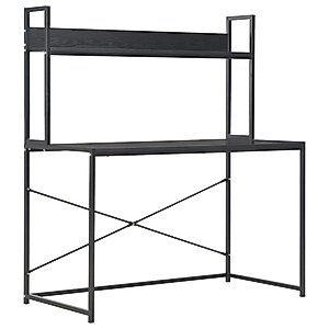 vidaXL Computer Desk: Large, Black, 47.2"x23.6"x54.3", Industrial Style Office Desk with Bookshelf, Engineered Wood, Powder-Coated Metal, Ideal for Home and Office Use