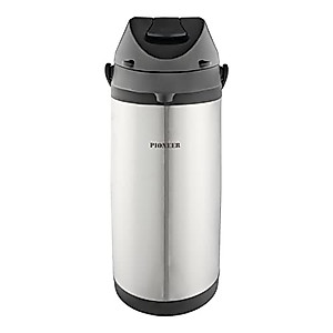 Pioneer Flasks Stainless Steel Airpot Hot Cold Water Tea Coffee Dispenser Conference Event Flask, 5 litres, SS50HC, Silver