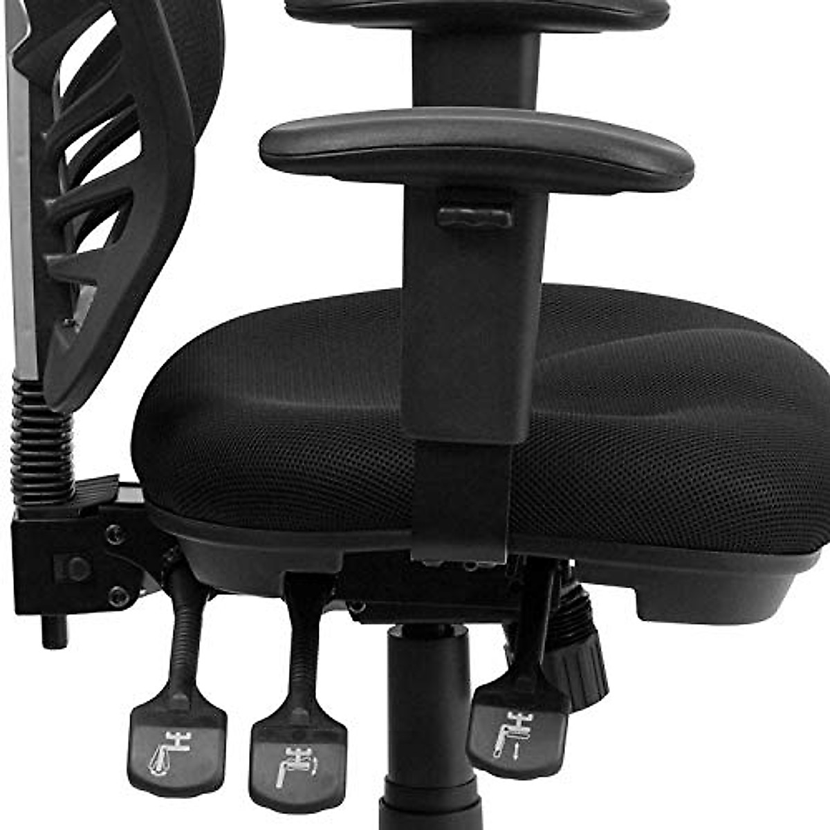 Flash Furniture Nicholas Mid-Back Black Mesh Multifunction Executive Swivel Ergonomic Office Chair with Adjustable Arms