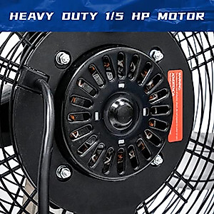 HICFM 4600 CFM 20 inch Heavy Duty Shroud Fan with Barrel and Powerful 1/5 HP Motor, High Velocity Air Circulator for Workshop, Garage, Commercial or Industrial rooms - UL Safety Listed