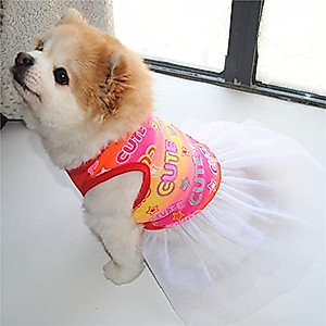 CMREAEC 2 Pieces Dog Dresses for Small Dogs Girl Cute Chihuahua XS Princess Dresses Puppy Yorkie Birthday Skirts Puppy Vest Dress Teacup Dog Summer Clothes Dog Holiday Outfit, XS