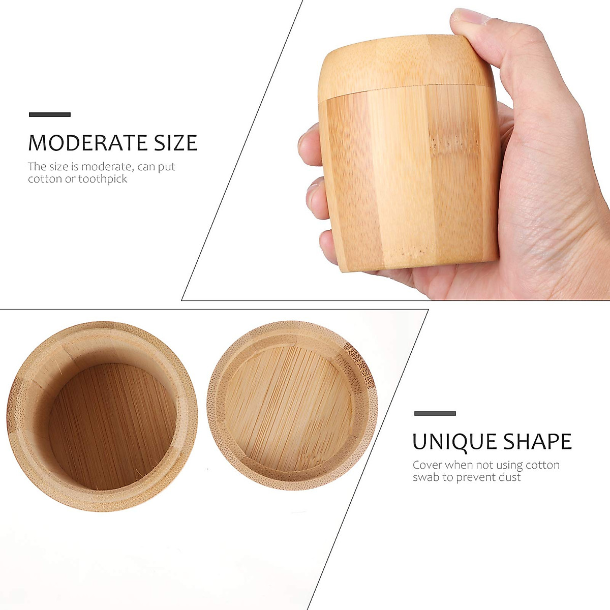 DOITOOL Bamboo Toothpick Dispenser Toothpick Boxes Decorative Toothpick Jar Fruit Picks Cotton Swabs Container for Home Restaurant Hotel Random