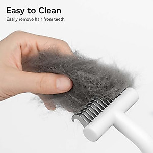 aumuca Cat Brush for Long Haired Cats, Dog Brush for Shedding Grooming Small Medium Dogs, Deshedding Dog Brush Dematting Comb for Dogs Remove Loose and Matted Fur, Pet Grooming Undercoat Rake, White