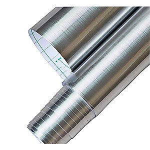 F&U Brushed Metal Look Contact Paper Film Vinyl Self Adhesive Backing Waterproof Metallic Gloss Shelf Liner Peel and Stick Wall Paper for Covering Counter Top Kitchen Cabinet (24 X 78.7 inch, Silver)